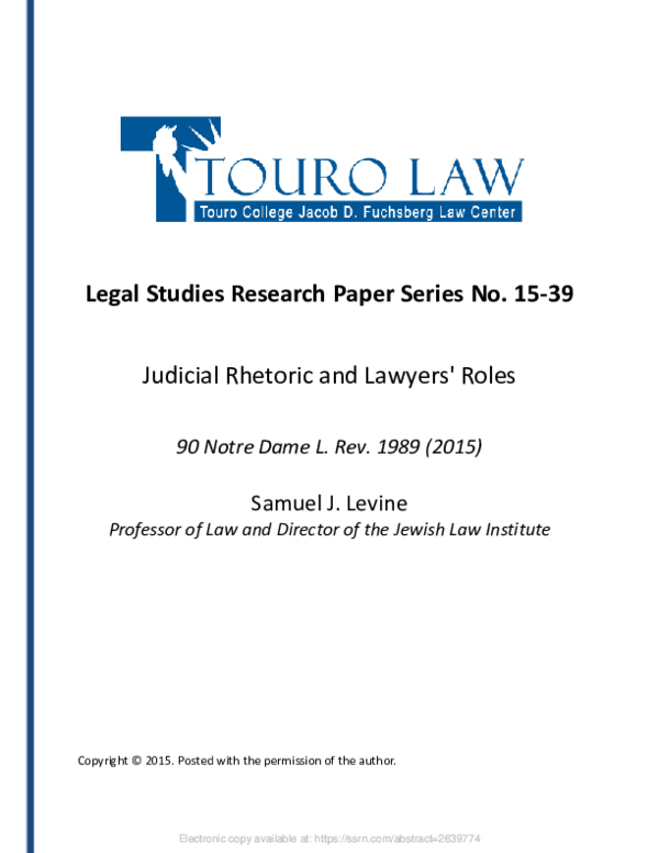 (PDF) Judicial Rhetoric and Lawyers' Roles