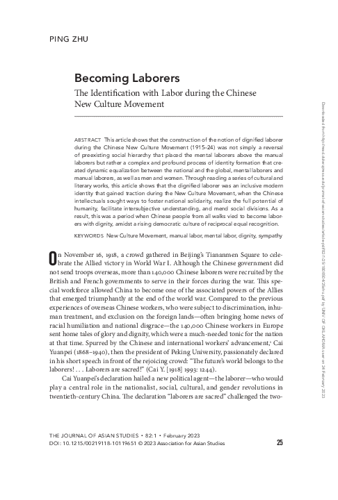(PDF) Becoming Laborers: The Identification with Labor during the ...