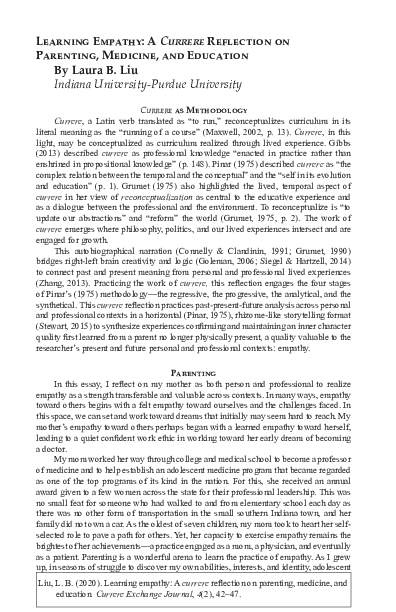 (PDF) Learning Empathy: A Currere Reflection on Parenting, Medicine ...