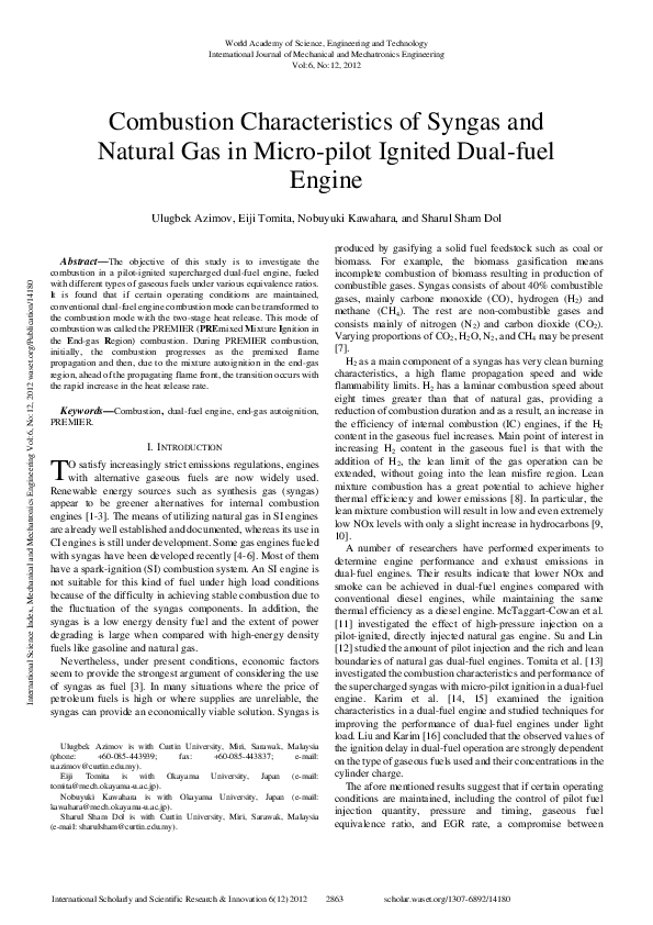 (PDF) Combustion Characteristics Of Syngas And Natural Gas In Micro ...