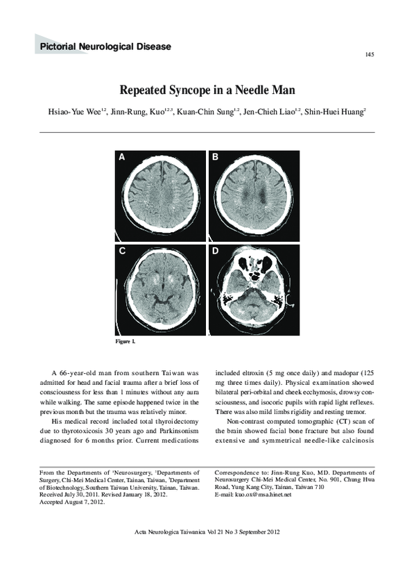 (PDF) Repeated syncope in a needle man