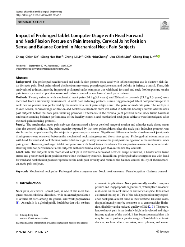 (PDF) Impact of Prolonged Tablet Computer Usage with Head Forward and ...