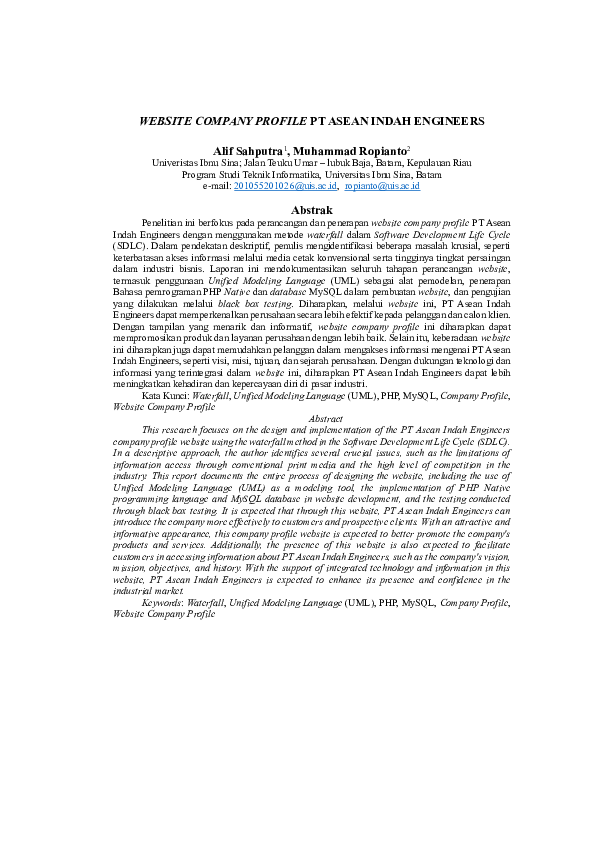 (PDF) WEBSITE COMPANY PROFILE PT ASEAN INDAH ENGINEERS