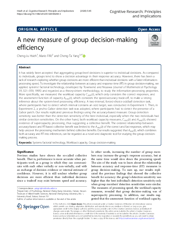 (PDF) A new measure of group decision-making efficiency