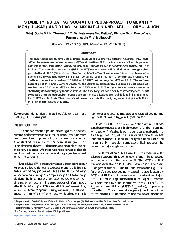 (PDF) Stability Indicating Isocratic HPLC Approach to Quantify ...