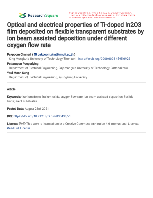 (PDF) Optical and electrical properties of Ti-doped In2O3 film ...