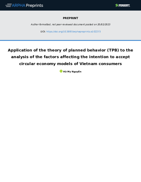 (PDF) Application of the theory of planned behavior (TPB) to the ...