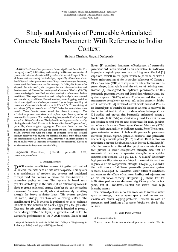 (PDF) Study And Analysis Of Permeable Articulated Concrete Blocks ...