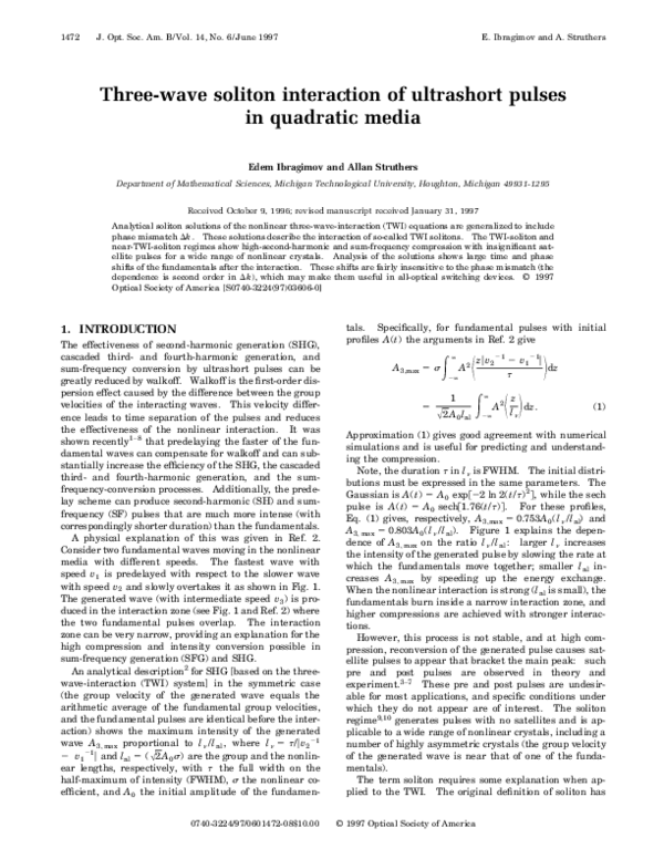 (PDF) Three-wave soliton interaction of ultrashort pulses in quadratic ...