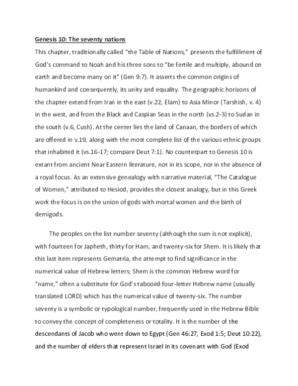 (PDF) Genesis 10 The Seventy Nations