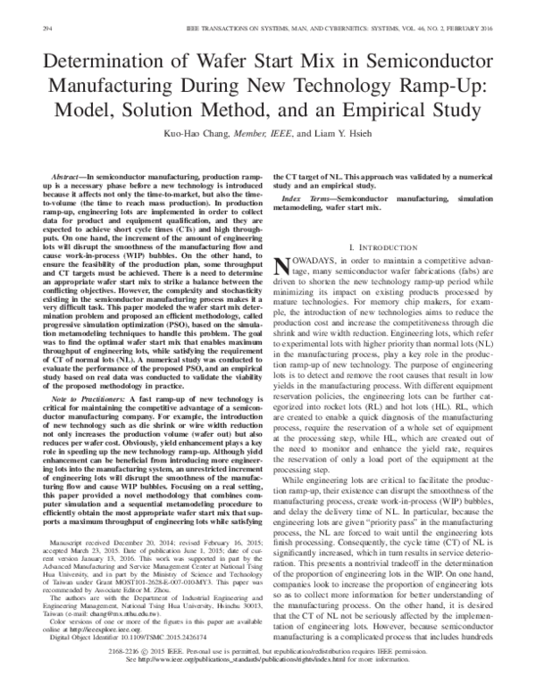 (PDF) Determination of Wafer Start Mix in Semiconductor Manufacturing ...