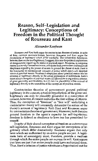 (PDF) Reason, Self-Legislation and Legitimacy: Conceptions of Freedom ...