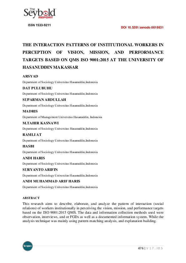 (PDF) The Interaction Patterns of Institutional Workers in Perception ...