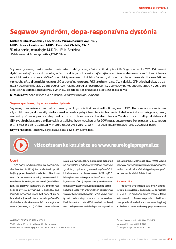 (PDF) Segawa syndrome, dopa-responsive dystonia