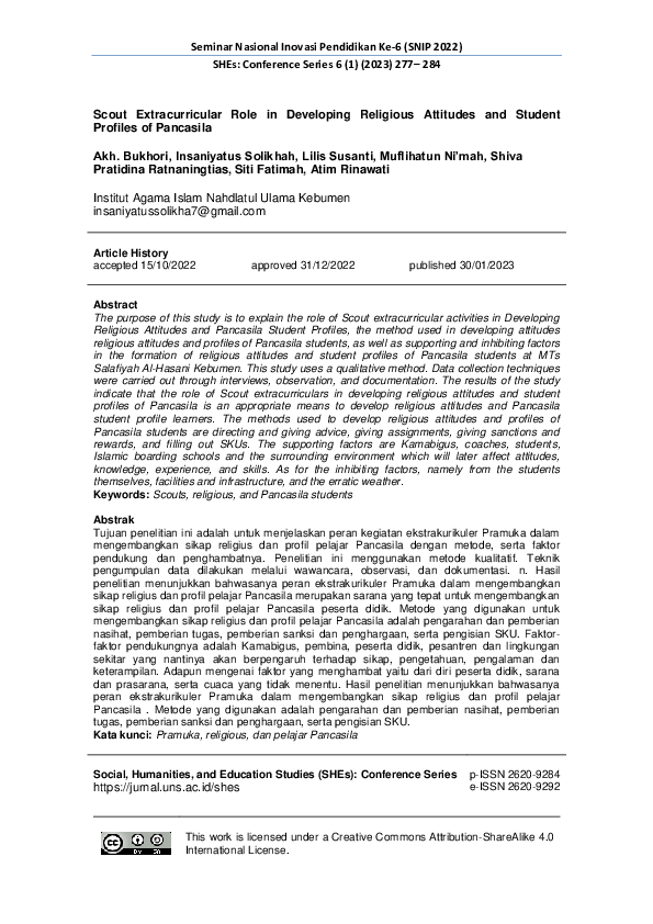 (PDF) Scout Extracurricular Role in Developing Religious Attitudes and ...