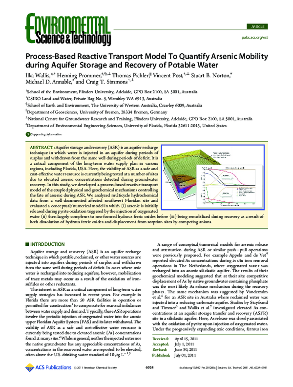 (PDF) Process-Based Reactive Transport Model To Quantify Arsenic ...