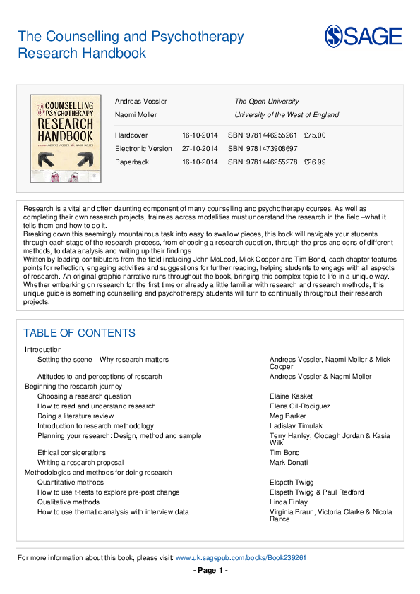 (PDF) The Counselling and Psychotherapy Research Handbook