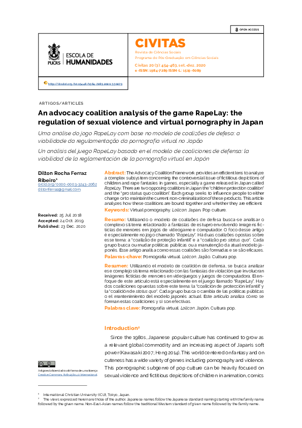 (PDF) An advocacy coalition analysis of the game RapeLay