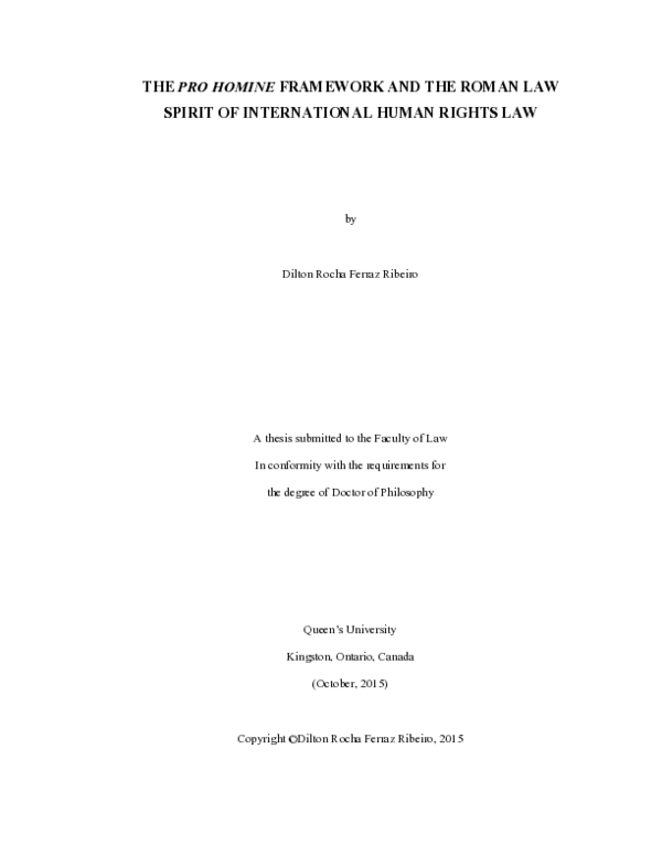 (PDF) The Pro Homine Framework and the Roman Law Spirit of ...