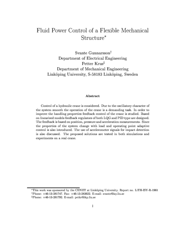 (PDF) Fluid power control of a flexible mechanical structure