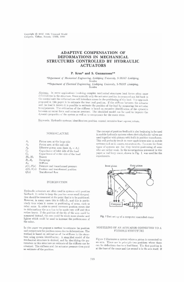 (PDF) Adaptive Compensation of Deformations in Mechanical Structures Controlled by Hydraulic ...