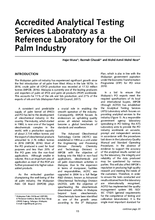 (PDF) Accredited Analytical Testing Services Laboratory as a Reference ...