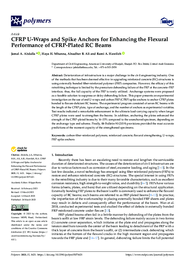 (PDF) CFRP U-Wraps and Spike Anchors for Enhancing the Flexural ...
