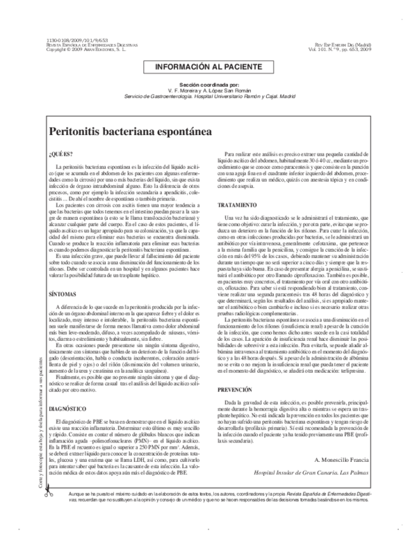 (PDF) Peritonitis bacteriana espontánea