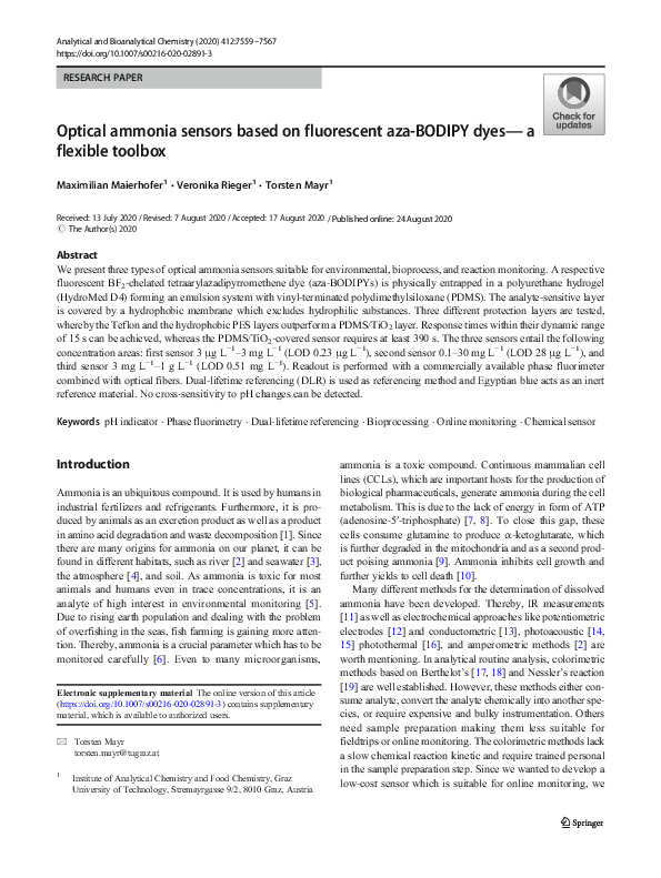 (PDF) Optical ammonia sensors based on fluorescent aza-BODIPY dyes— a ...