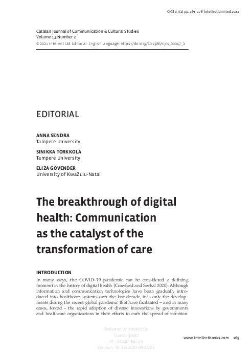 (PDF) The breakthrough of digital health: Communication as the catalyst ...