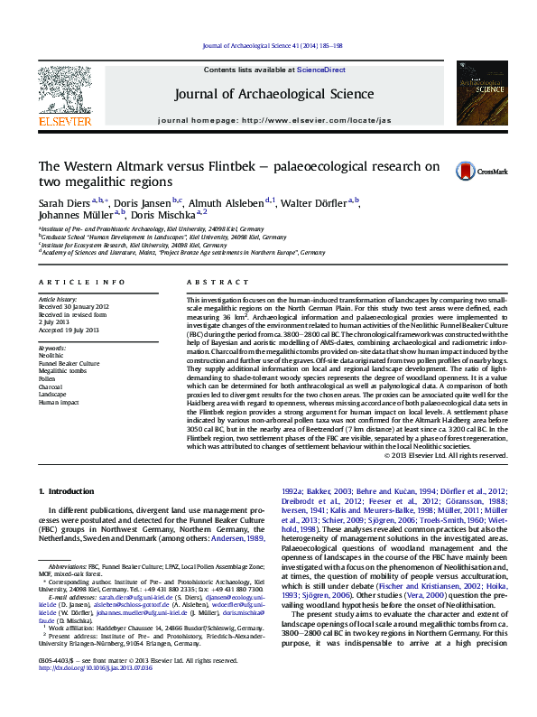 (PDF) The Western Altmark versus Flintbek – palaeoecological research ...