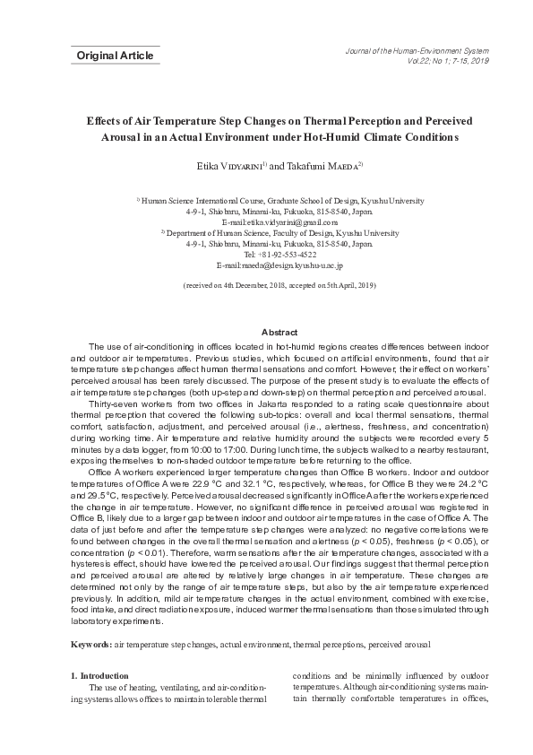 (PDF) Effects of Air Temperature Step Changes on Thermal Perception and ...