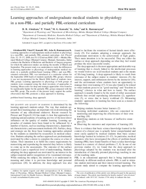 (PDF) Learning approaches of undergraduate medical students to ...
