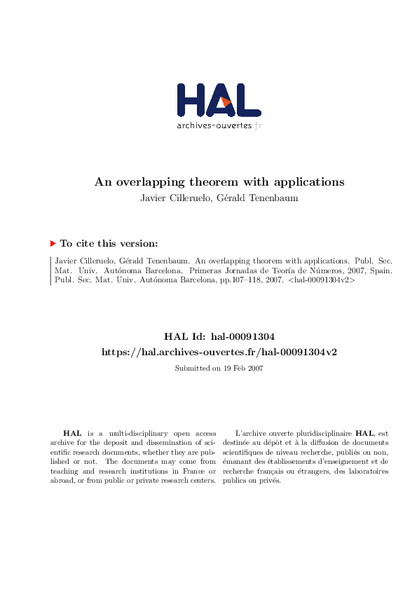 (PDF) An overlapping theorem with applications