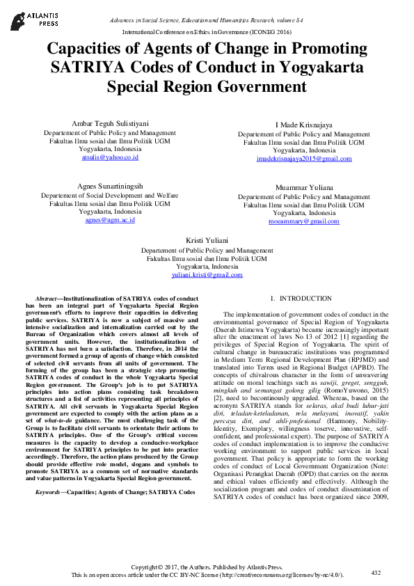(PDF) Capacities of Agents of Change in Promoting SATRIYA Codes of ...