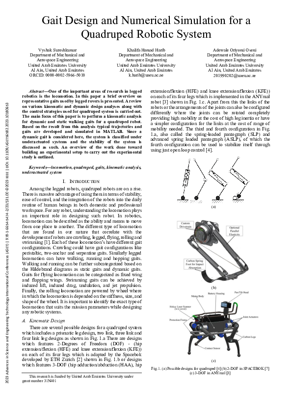 (PDF) Gait Design and Numerical Simulation for a Quadruped Robotic System