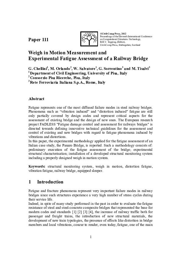 (PDF) Weigh in Motion Measurement and Experimental Fatigue Assessment ...