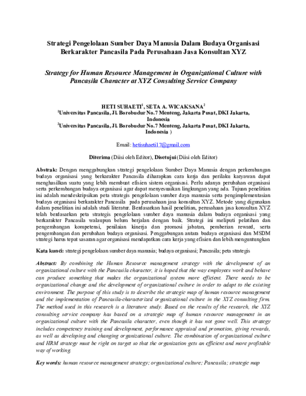 (PDF) Strategi Pengelolaan Sumber Daya Manusia Dalam Budaya Organisasi Berkarakter Pancasila ...