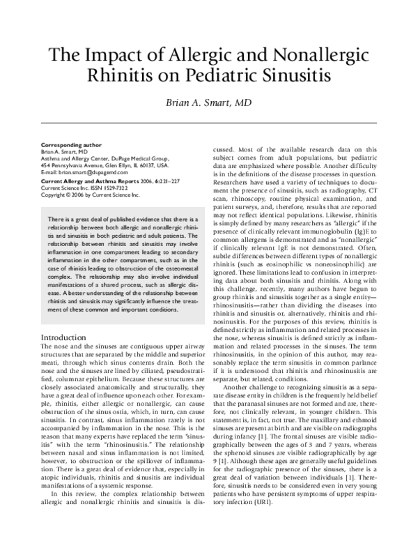 (PDF) The Impact of allergic and nonallergic rhinitis on pediatric ...