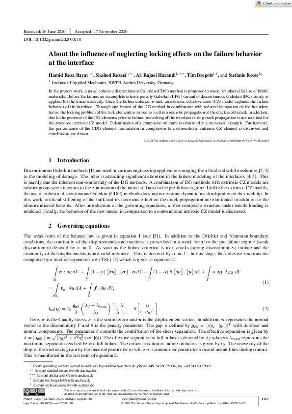 (PDF) About the influence of neglecting locking effects on the failure ...