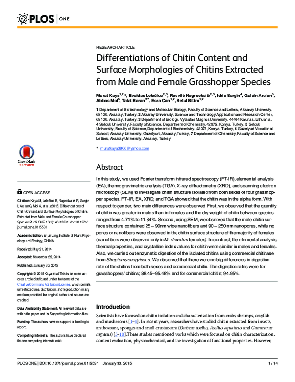 (PDF) Differentiations of chitin content and surface morphologies of ...