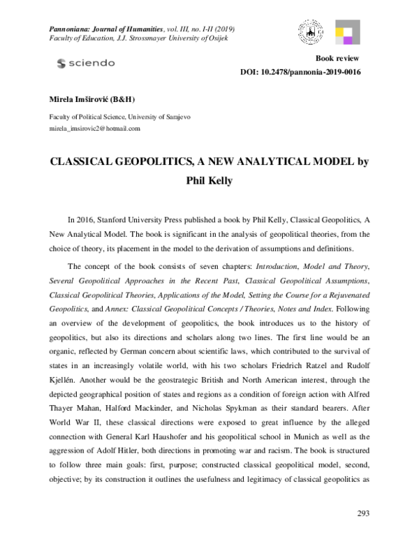 (PDF) Classical Geopolitics, a New Analytical Model by Phil Kelly