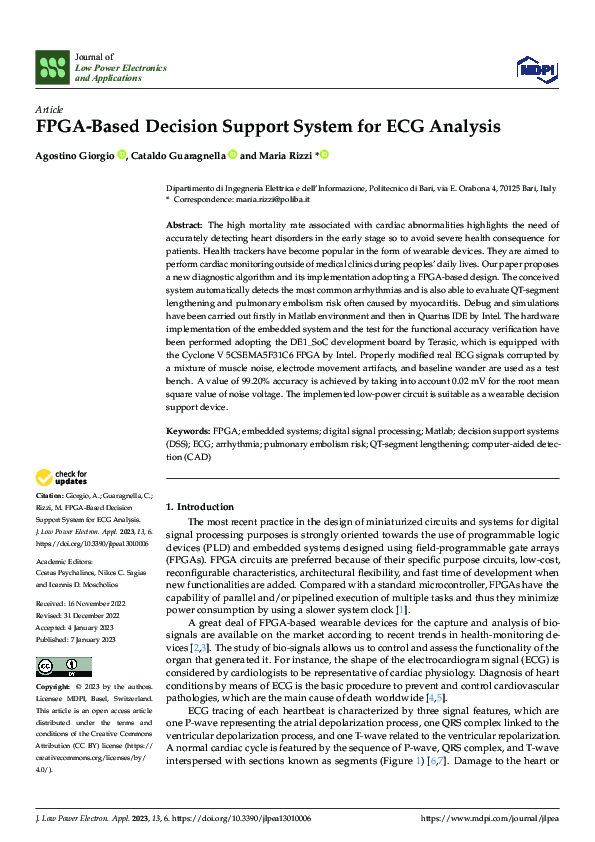 (PDF) FPGA-Based Decision Support System for ECG Analysis