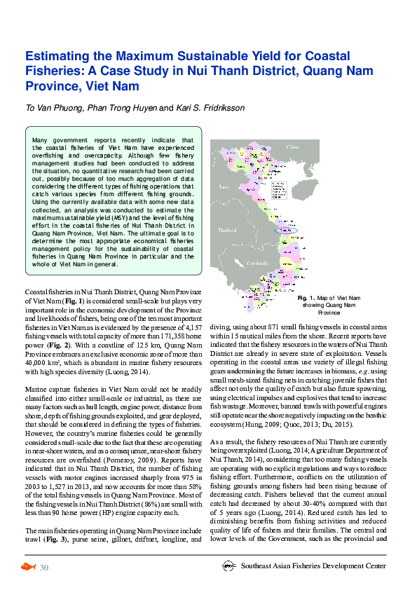 (PDF) Estimating the maximum sustainable yield for coastal fisheries: A ...