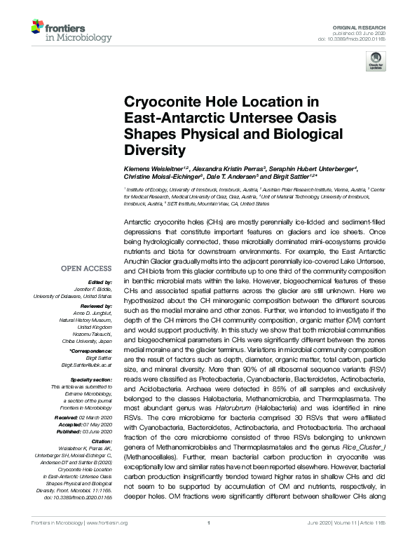 (PDF) Cryoconite Hole Location in East-Antarctic Untersee Oasis Shapes ...