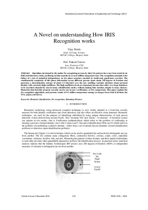 (PDF) A Novel on understanding How IRIS Recognition works