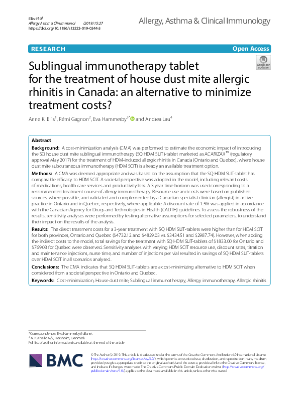 (PDF) Sublingual immunotherapy tablet for the treatment of house dust ...