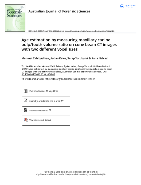 (PDF) Age estimation by measuring maxillary canine pulp/tooth volume ...