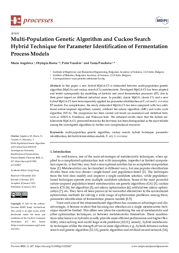 Pdf Multi Population Genetic Algorithm And Cuckoo Search Hybrid Technique For Parameter