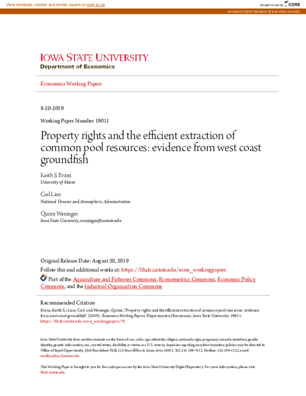 (PDF) Property rights and the efficient extraction of common pool ...